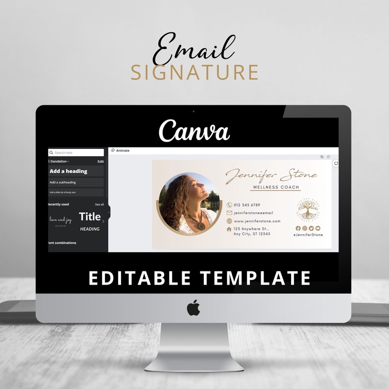 Wellness Email Signature Template, Editable Canva Design (digital ...