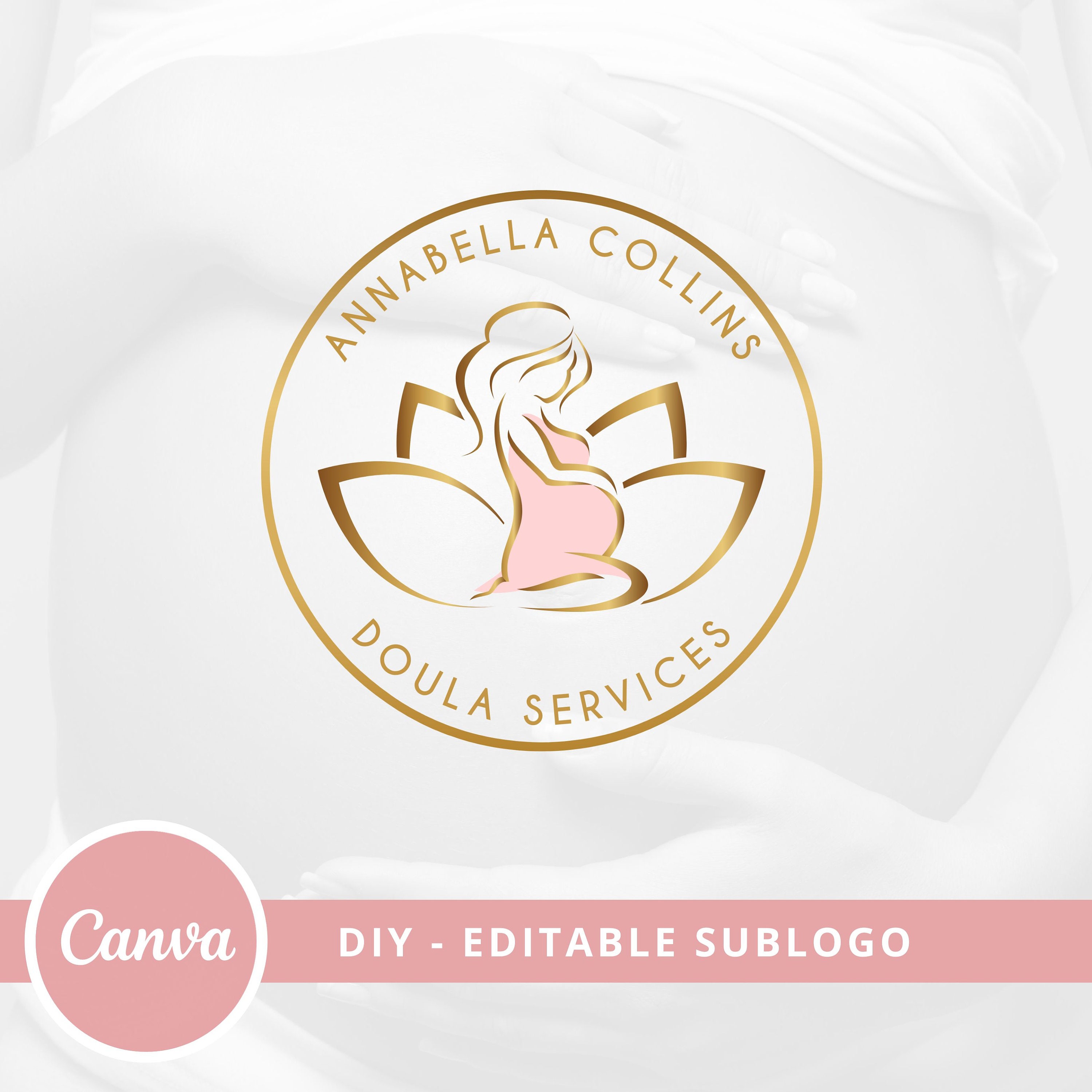Doula Logo Canvatemplate, Editable Lotus Flower Design - Etsy
