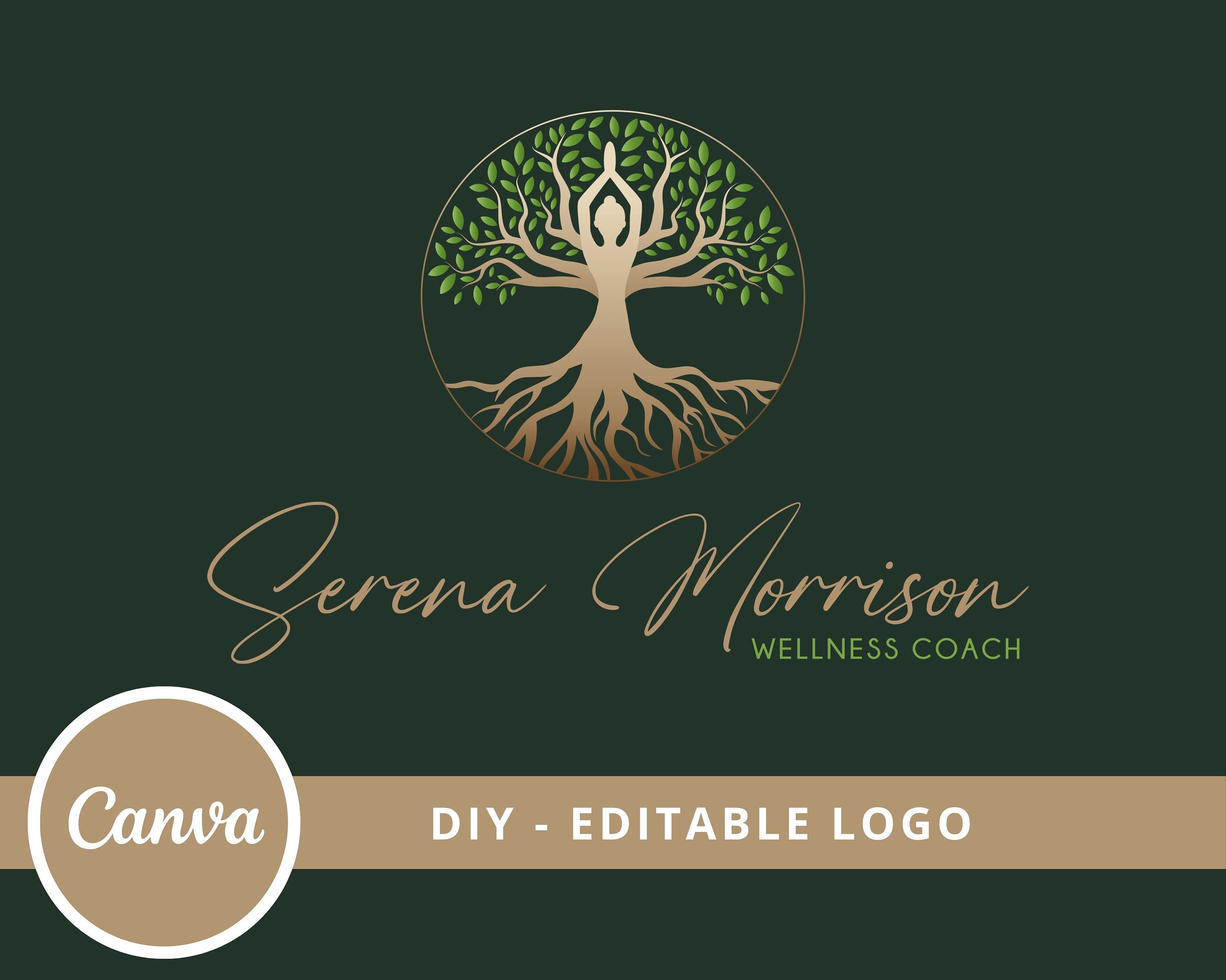 Tree of Life Editable Logo, Wellness Canva Logo Template, Life Coach ...