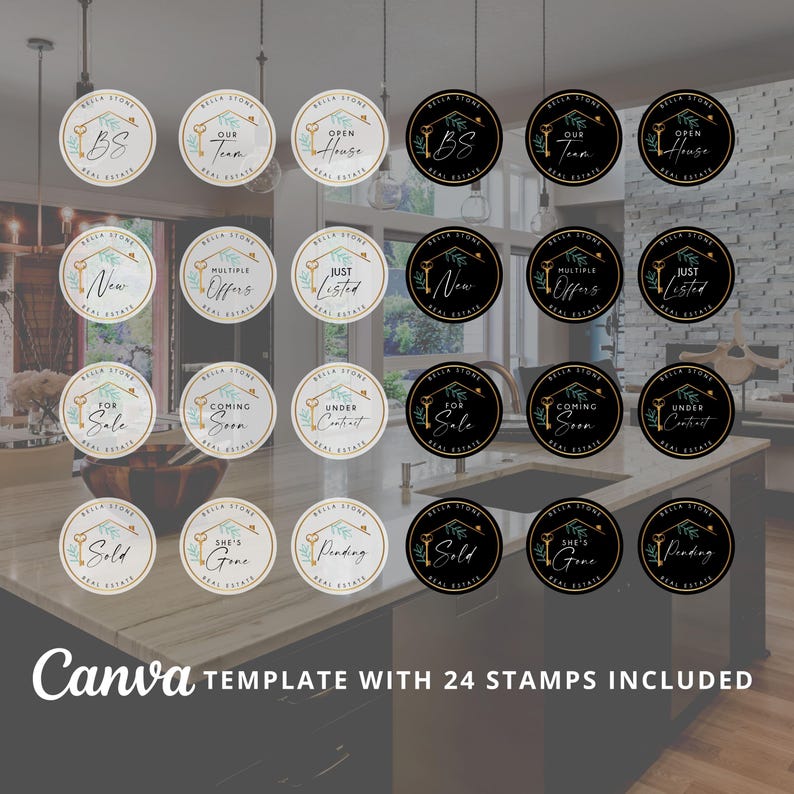 Editable Real Estate Labels, Realtor Marketing (canva Template) - Etsy