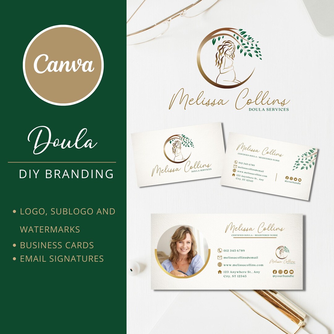Doula Canva Template Branding Kit: Logo, Business Card, Email Signature ...