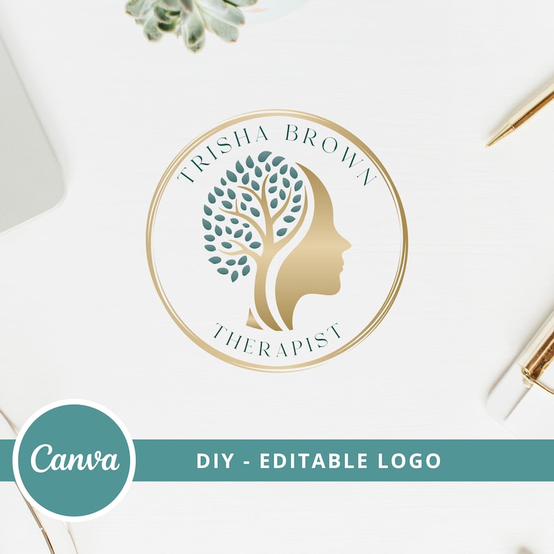 Mind Tree Canva Logo Template, Psychology Editable Logo Design, Life ...