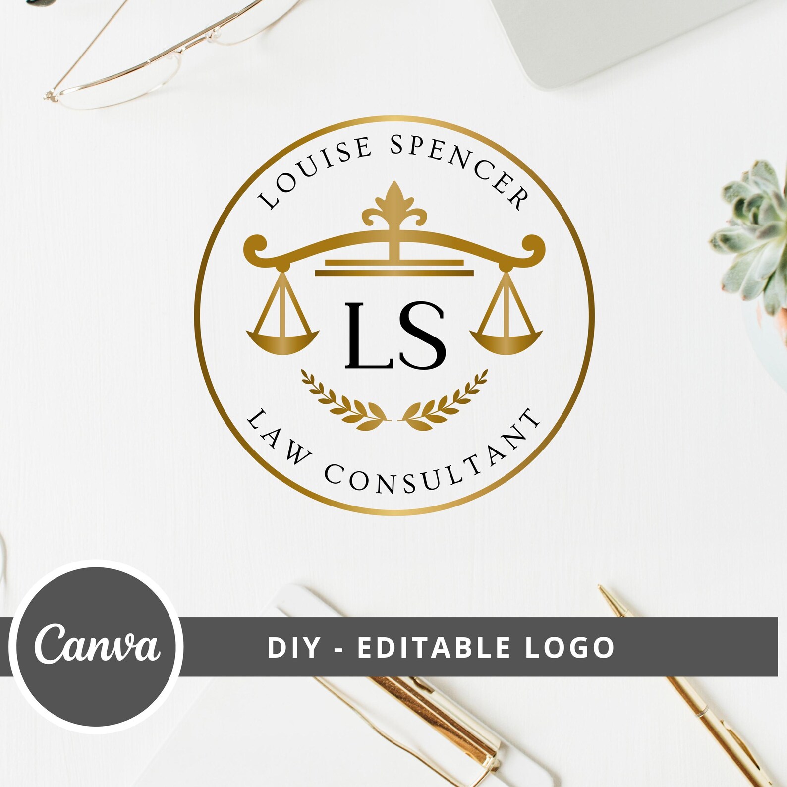 Law Firm Canva Logo Template, DIY Attorney Branding (editable) - Etsy