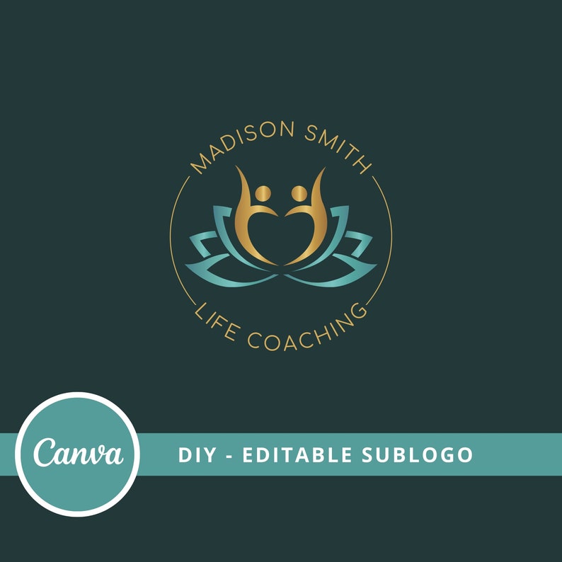 Lotus Human Canva Logo Template, DIY Wellness Design - Etsy