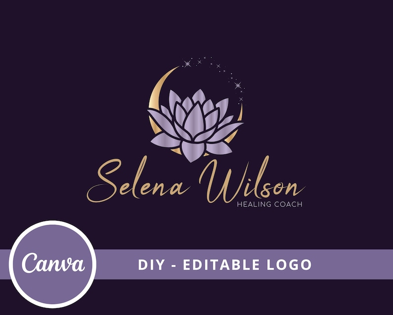 Lotus Flower Logo Design, Wellness Canva Template (editable) - Etsy