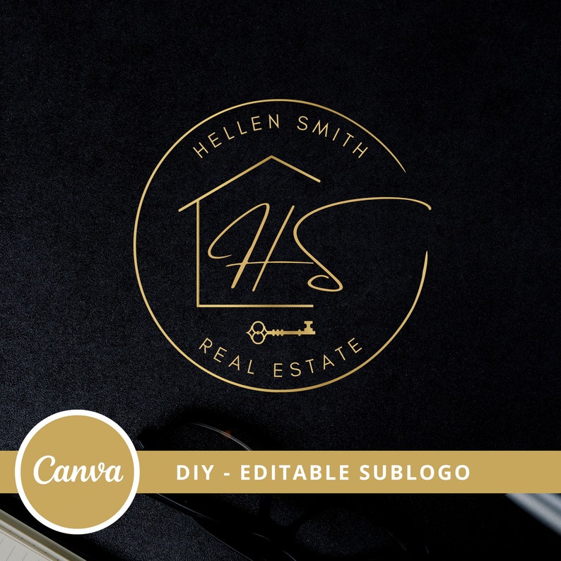 Real Estate Logo Design, Luxury House Editable Canva Logo Template, DIY ...