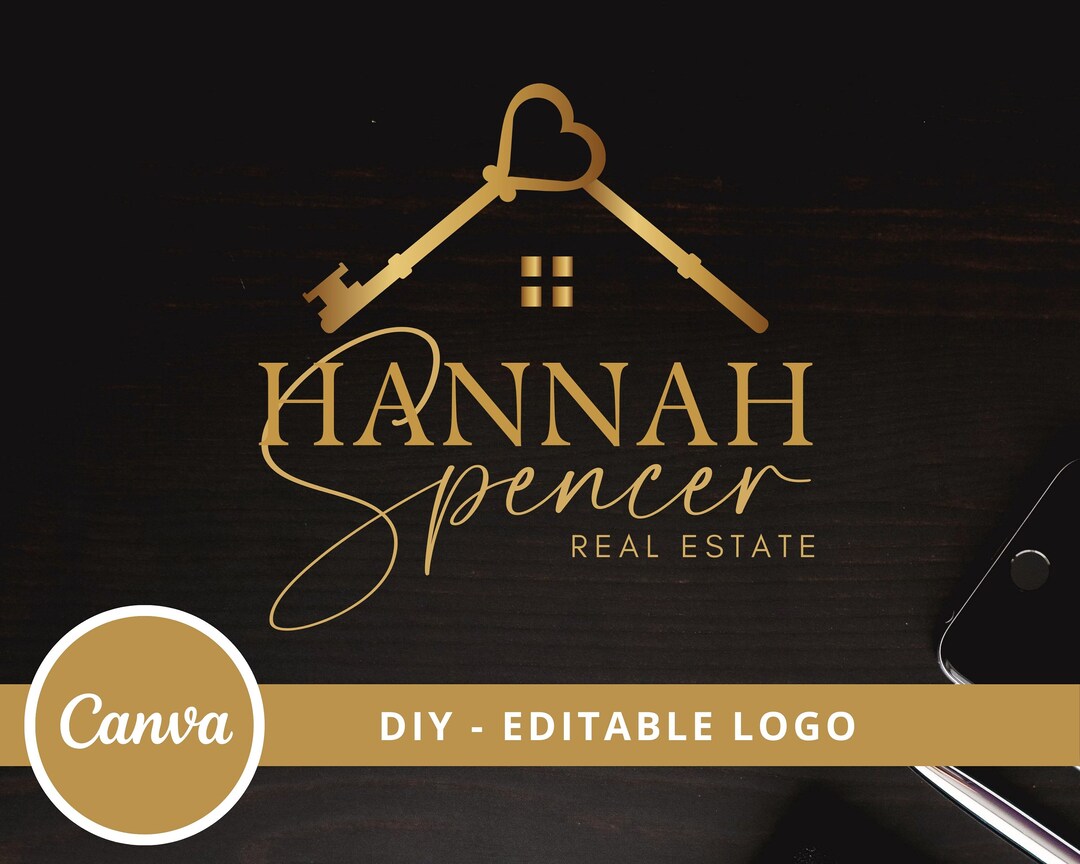 Real Estate Heart Key Logo Design, Realtor Branding (canva Template) - Etsy