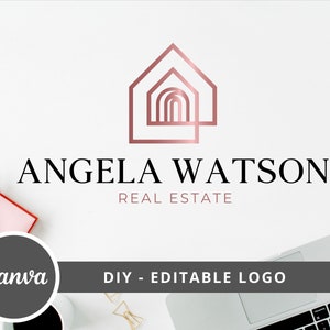 Modern House Realtor Logo Design, Editable Canva Logo Template, Real ...