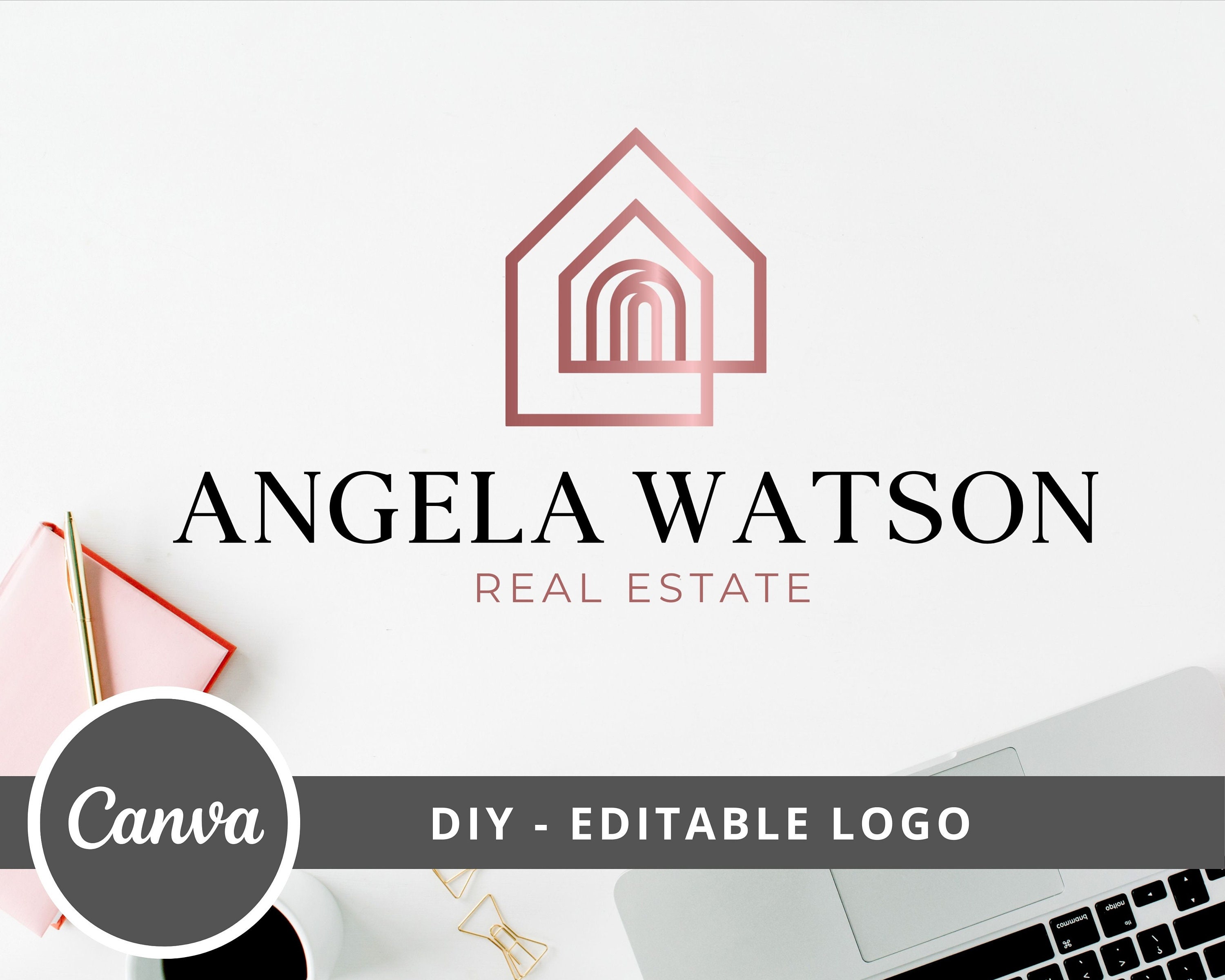 Modern House Realtor Logo Design, Editable Canva Logo Template, Real ...