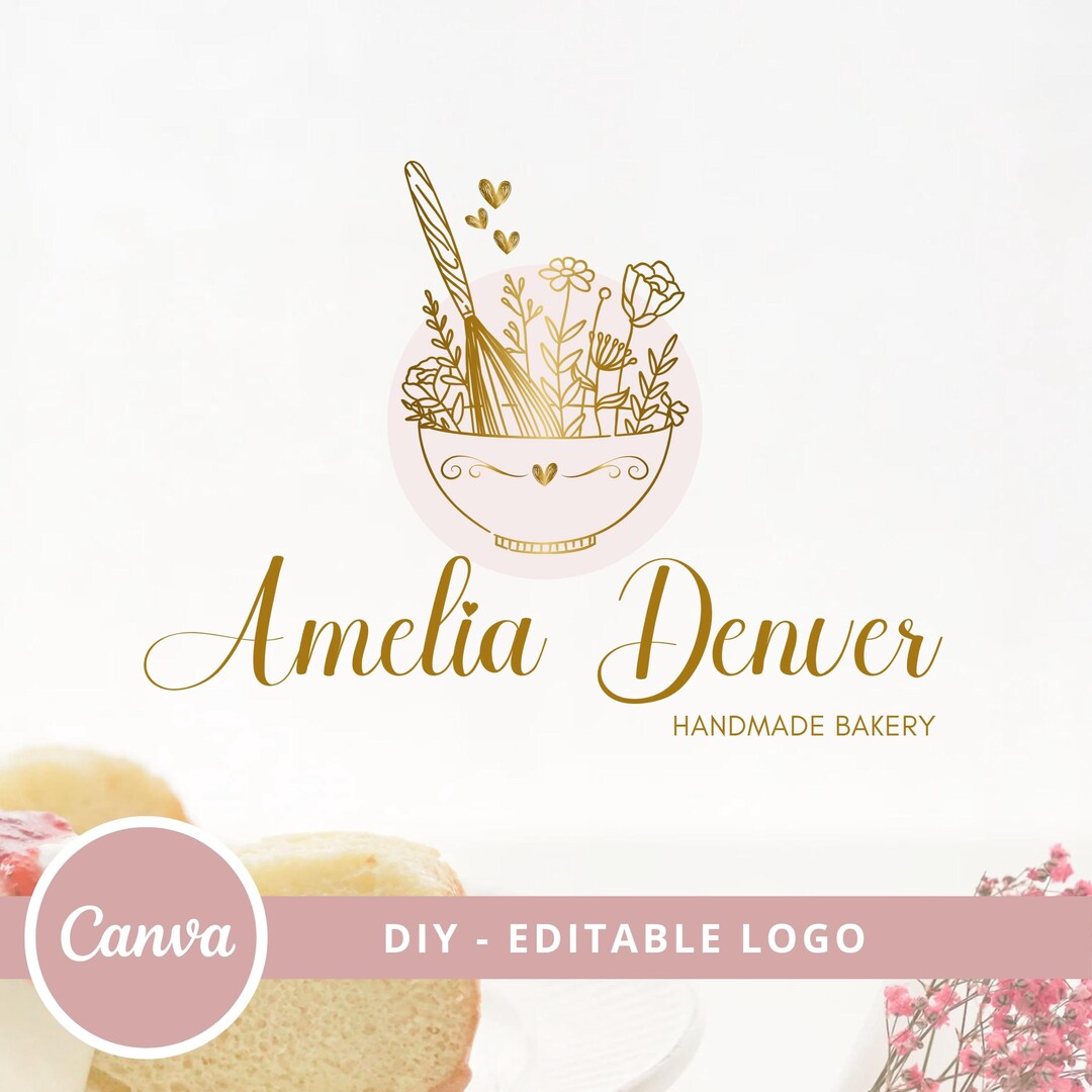 Bakery Logo Canva Template, Editable Logo Design, DIY Bakery Tools Logo ...
