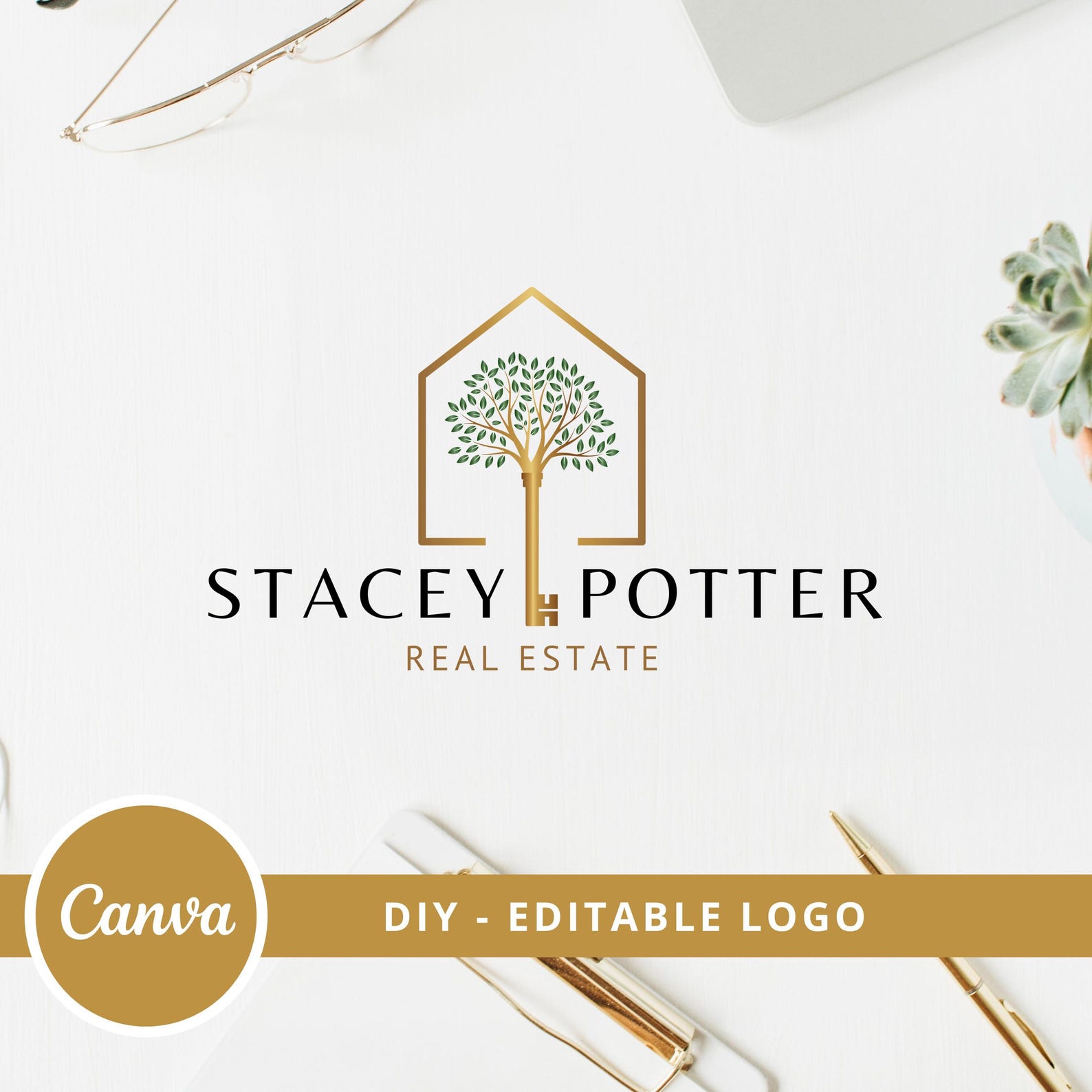 Tree House Canva Template Logo, Real Estate Editable Logo Design, DIY ...