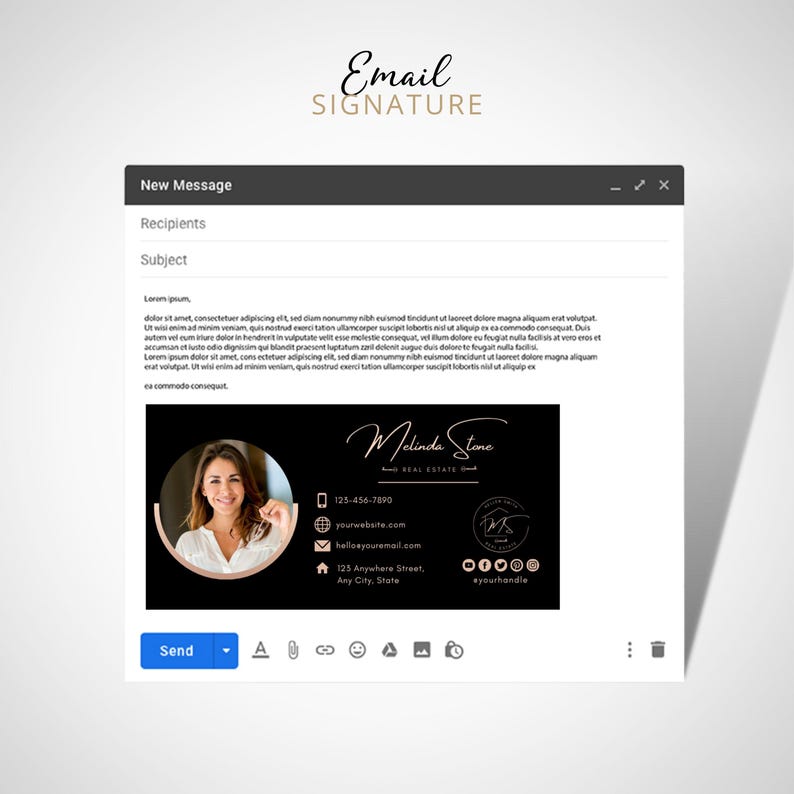 Real Estate Email Signature Template Canva, Realtor Email Signature ...