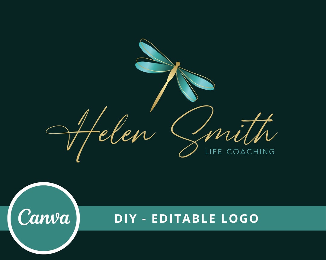 Dragonfly Logo Editable Design, Dragonfly Canva Logo DIY Template ...