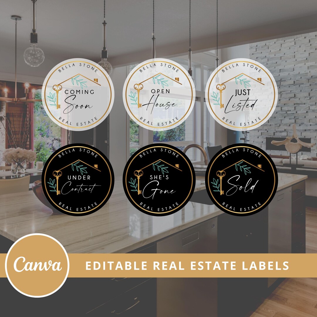 Real Estate Labels Editable Design, DIY Realtor Badges, Real Estate ...