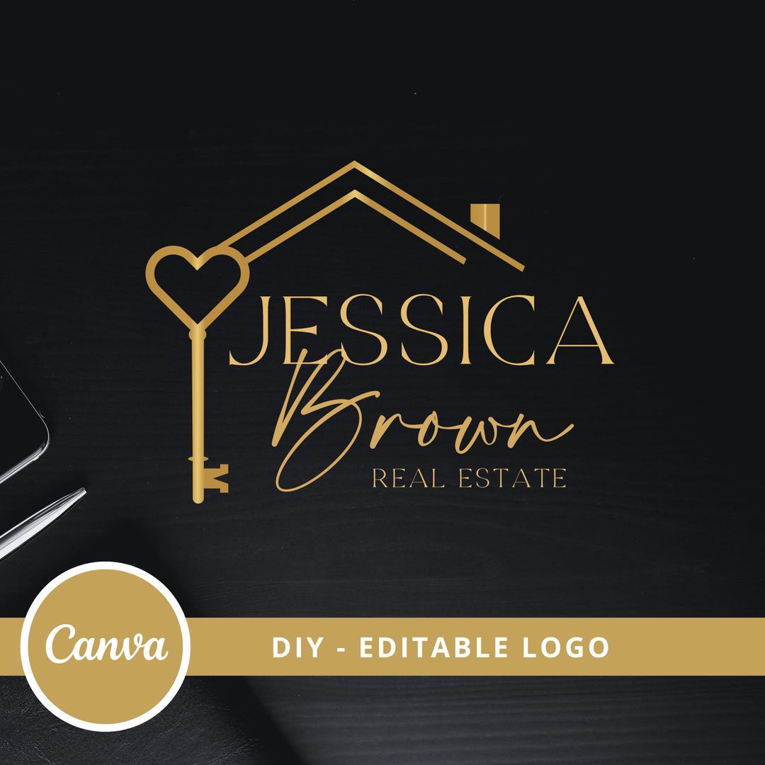 DIY Real Estate Logo, Heart Key, House Design (canva Template) - Etsy