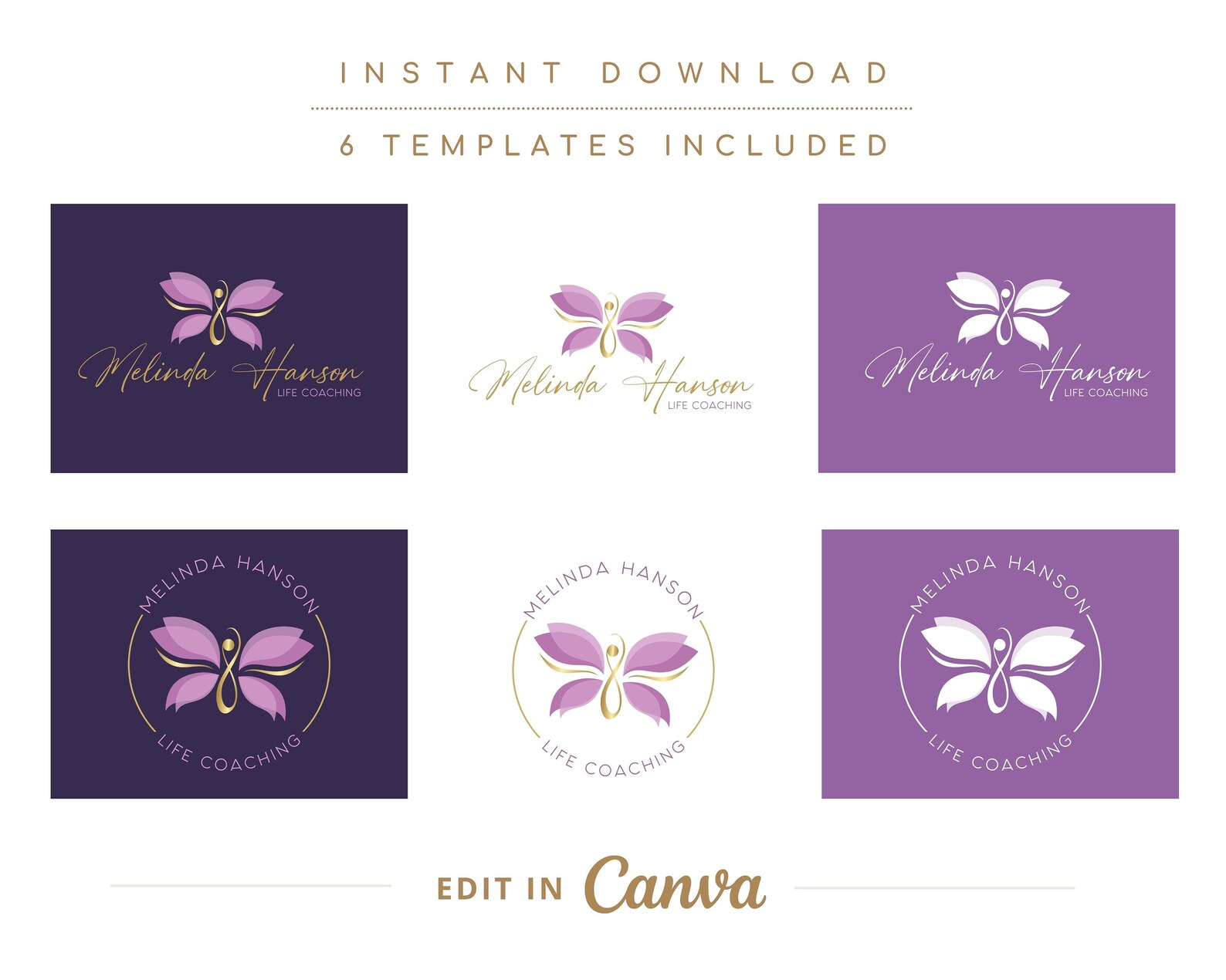 Butterfly Wellness Logo, Spiritual Canva Template (DIY Editable) - Etsy