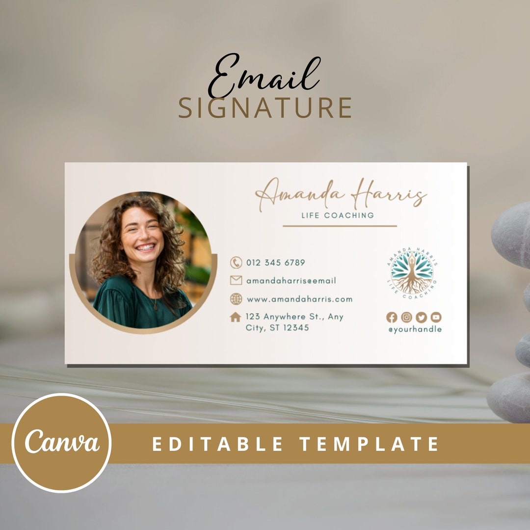Email Signature Template Canva, Editable Wellness Email Signature ...