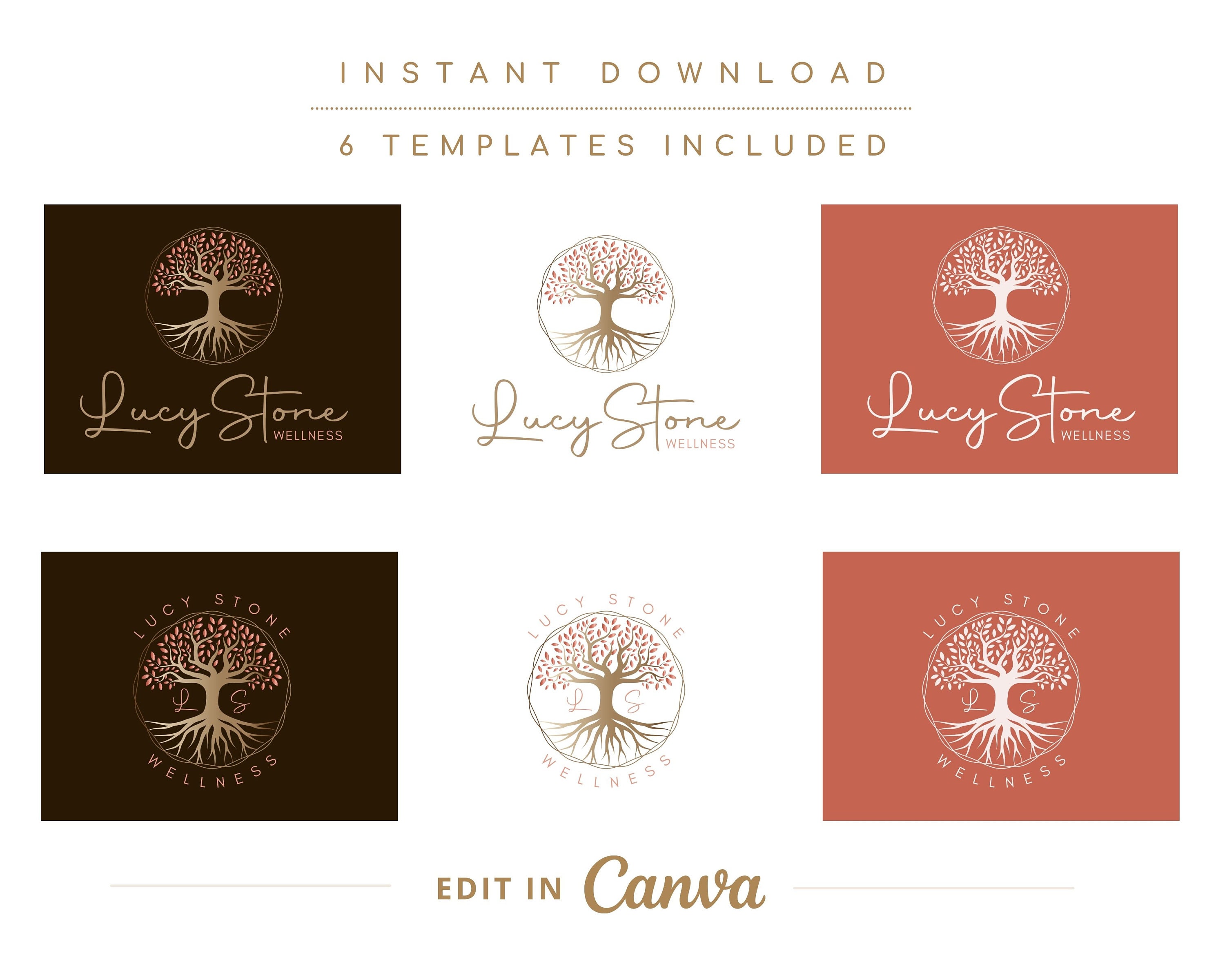 Tree of Life Canva Logo Template, Tree Editable Logo, DIY Life Coaching ...