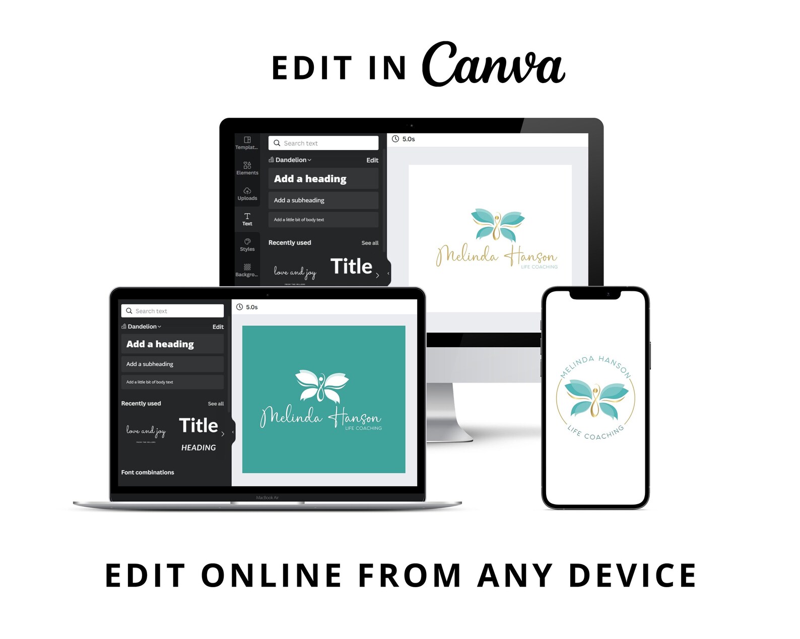 Butterfly Infinity DIY Editable Logo, Wellness Spiritual Canva Logo ...