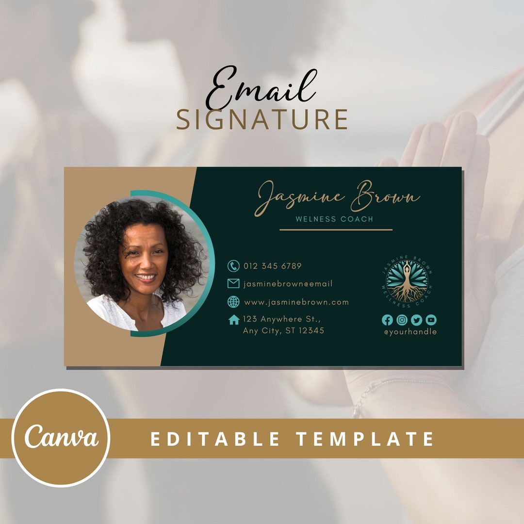 Wellness Email Signature Template, Editable Canva Design (digital ...
