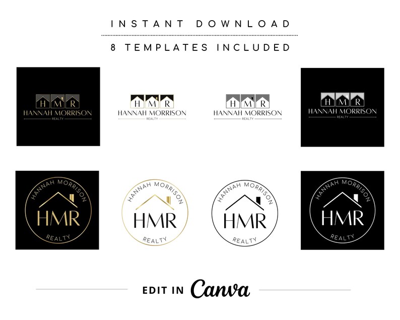 Real Estate Editable Logo Design, Realtor House Canva Logo Template ...