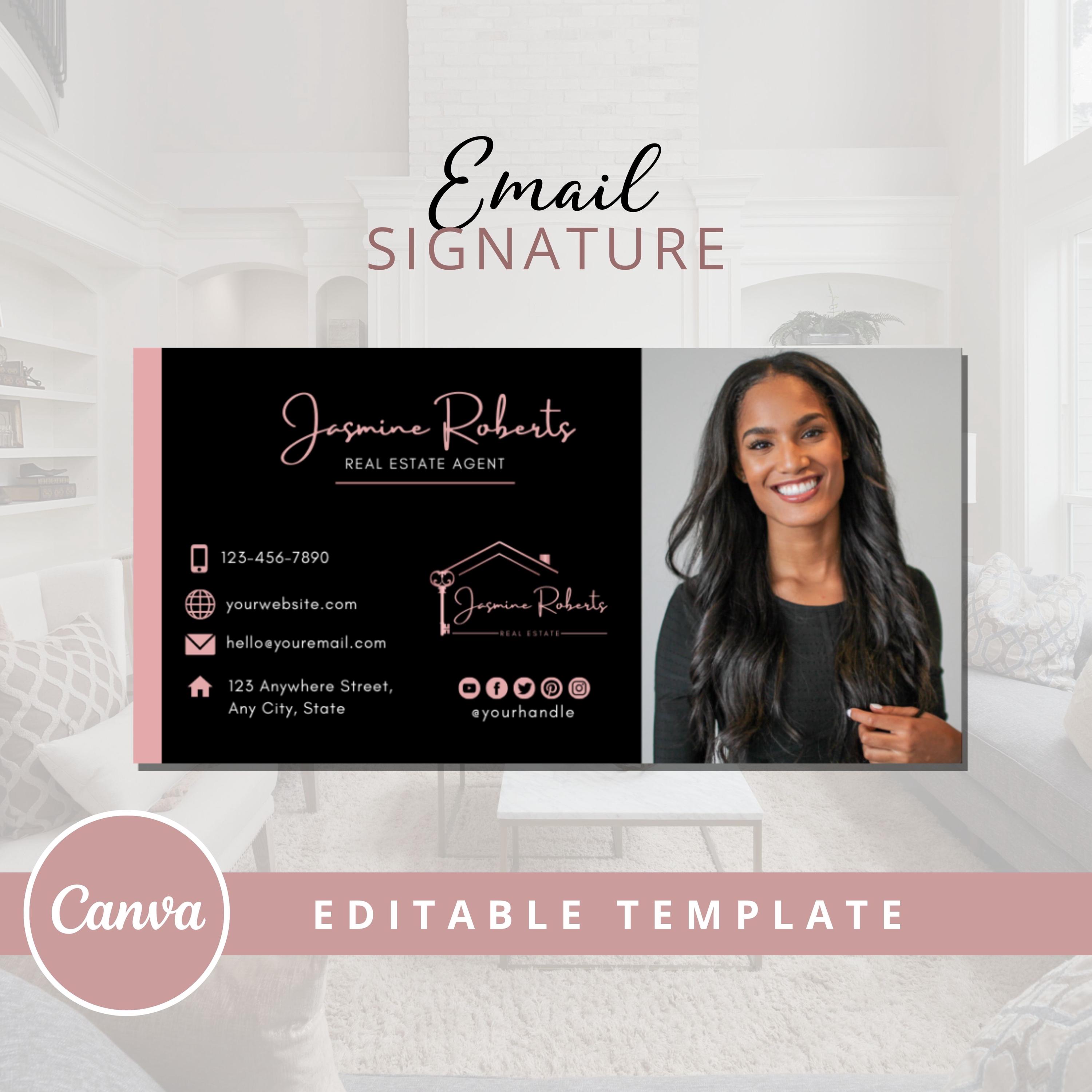 Real Estate Email Signature Template Canva, Realtor Email Signature ...