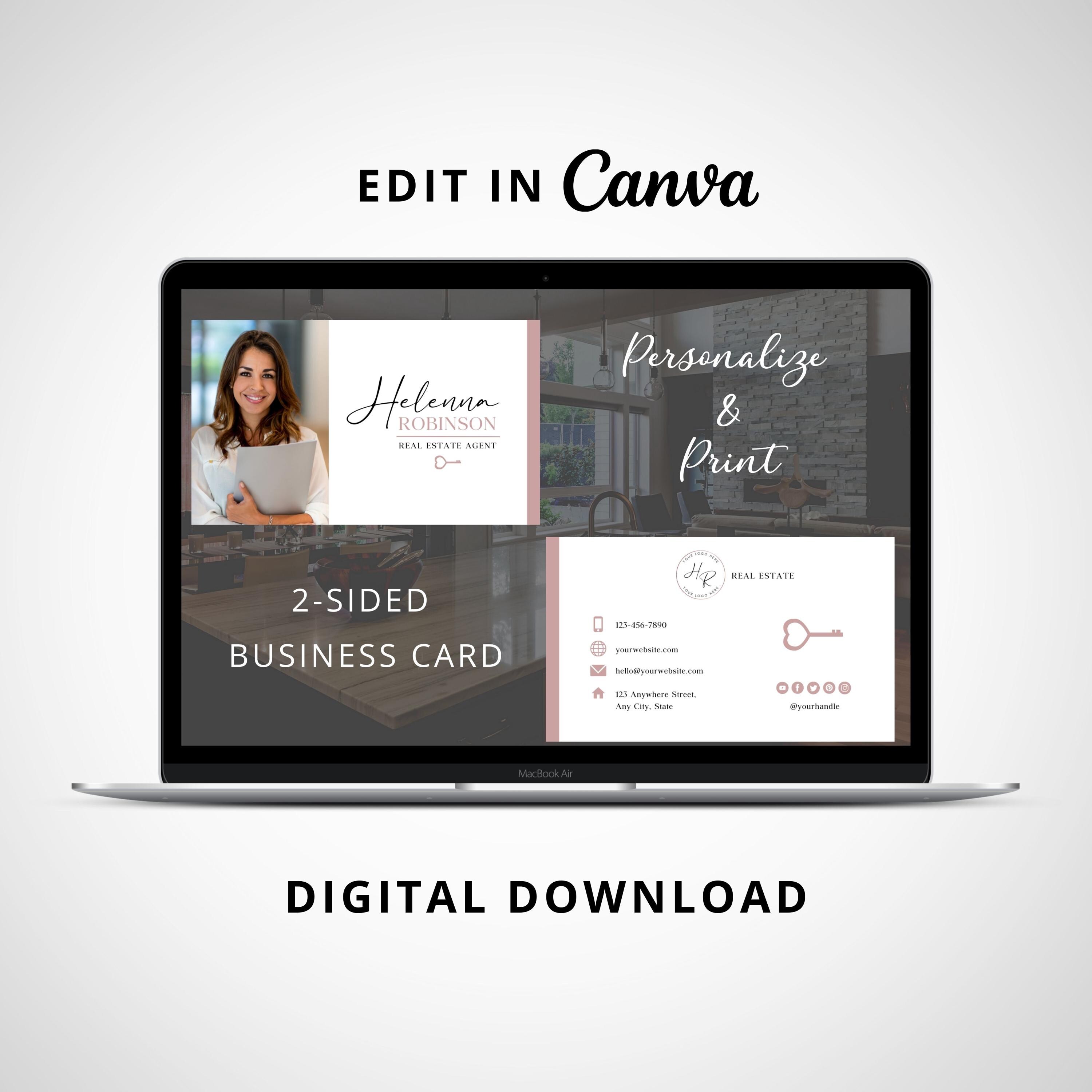 Realtor Business Card Canva Template, Editable Double Sided Design ...