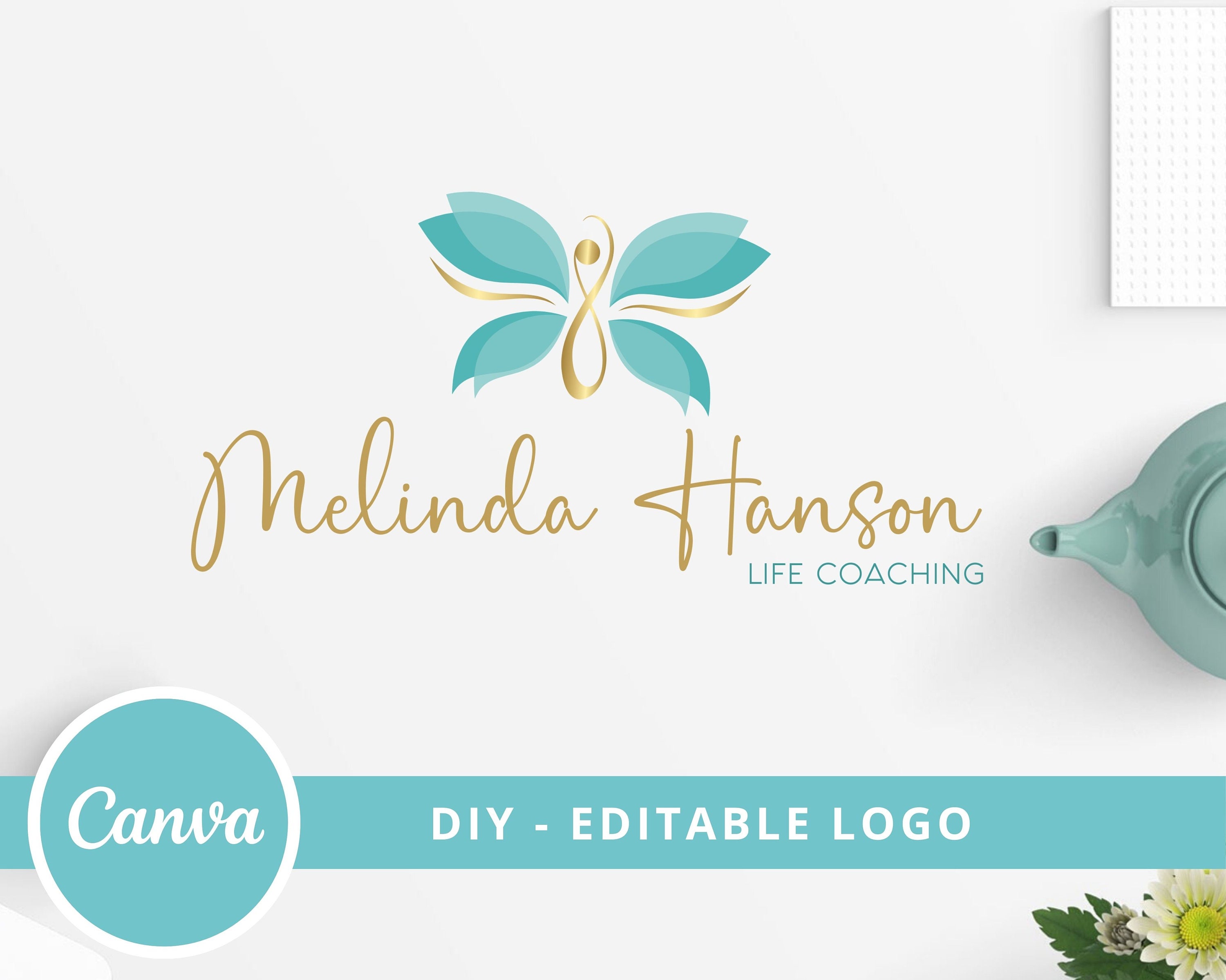 Butterfly Infinity DIY Editable Logo, Wellness Spiritual Canva Logo ...