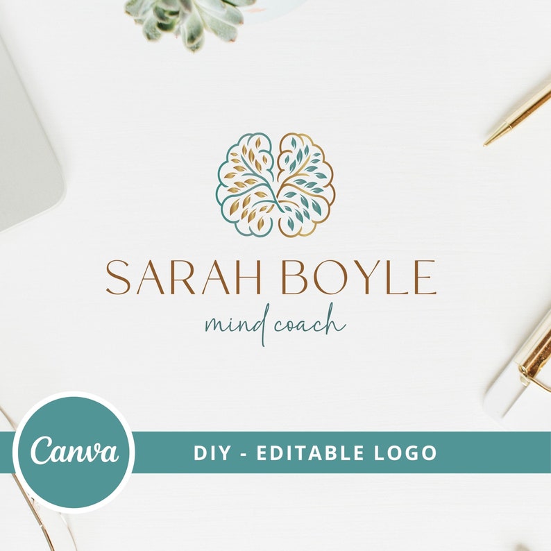 Mind Tree Canva Logo Template, Psychology Editable Logo Design, Life ...