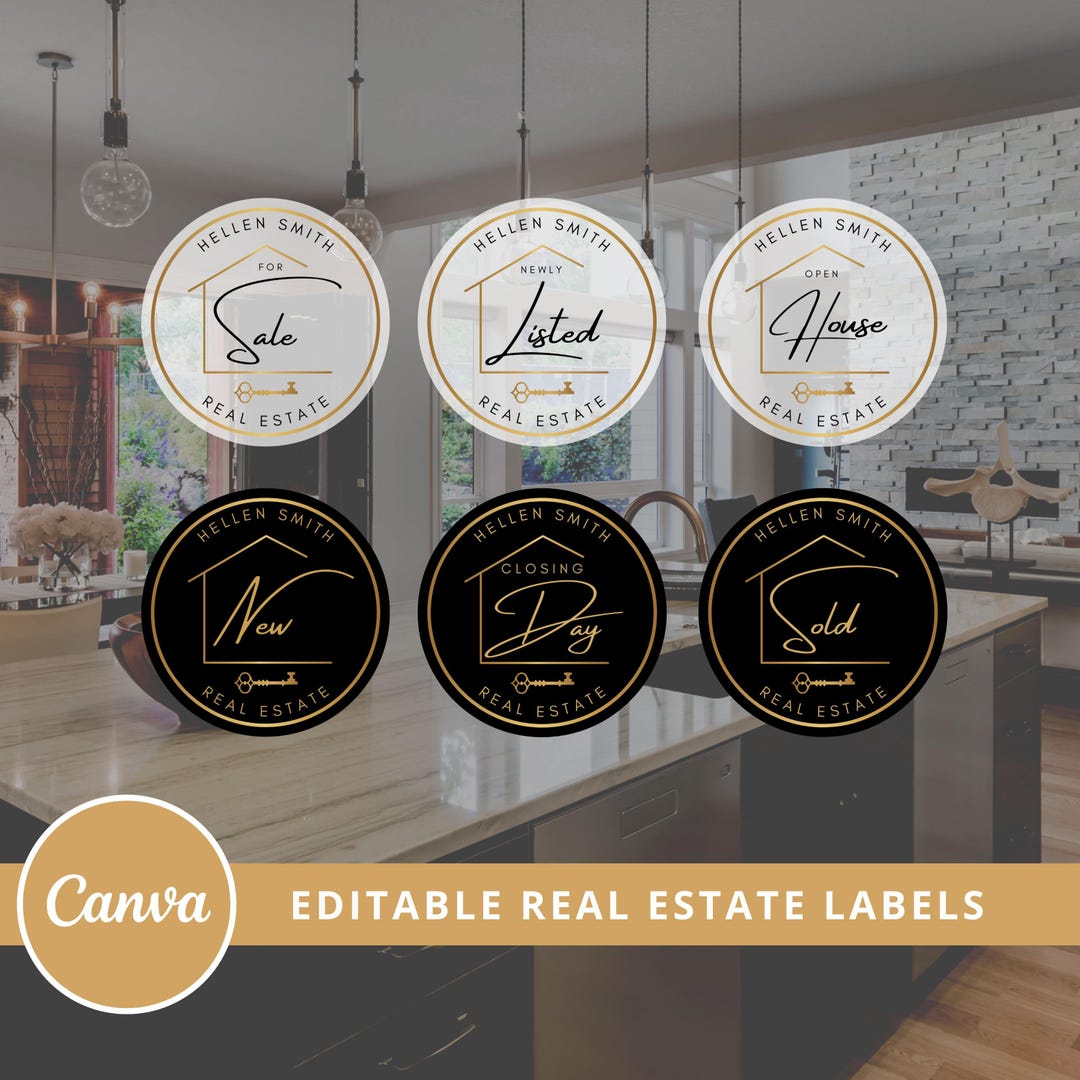 Real Estate Labels Editable Design, DIY Realtor Badges, Real Estate ...