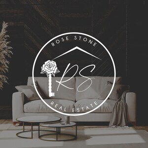 Real Estate Rose Flower Key Logo, House Editable Canva Logo Template ...