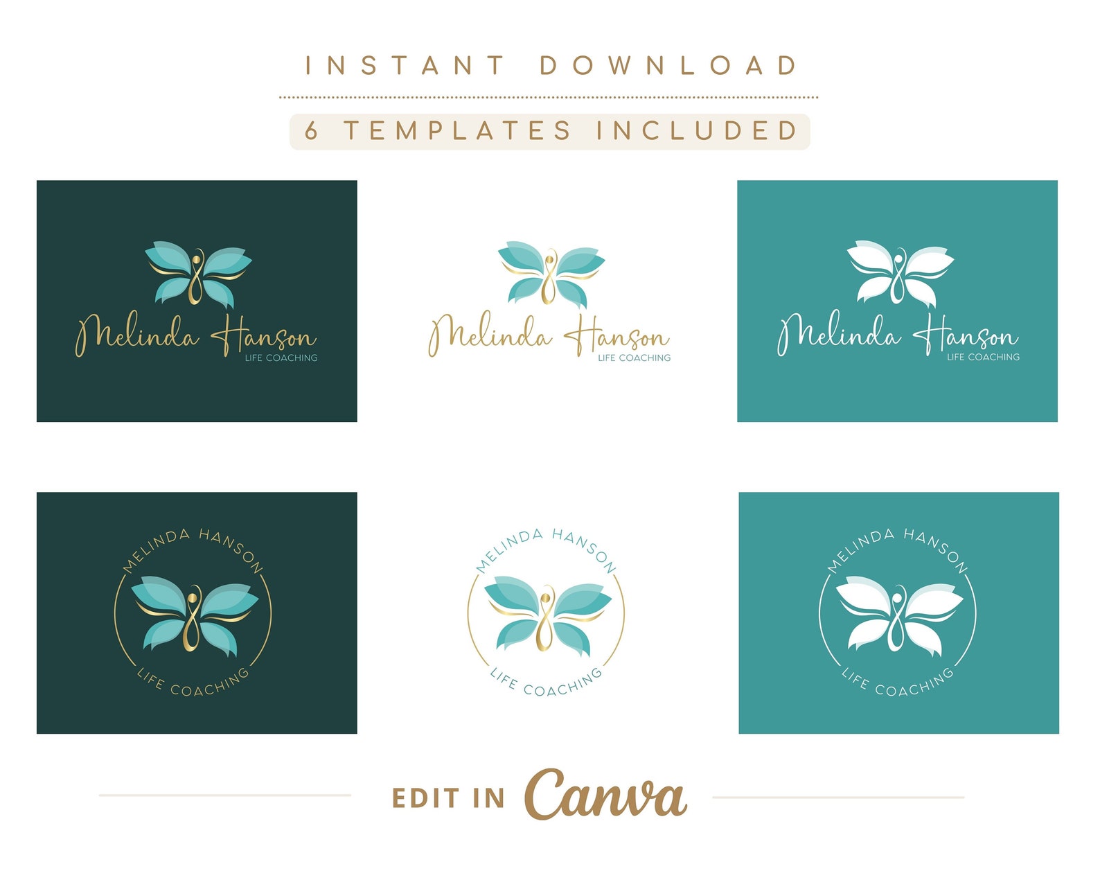 Butterfly Infinity DIY Editable Logo, Wellness Spiritual Canva Logo ...