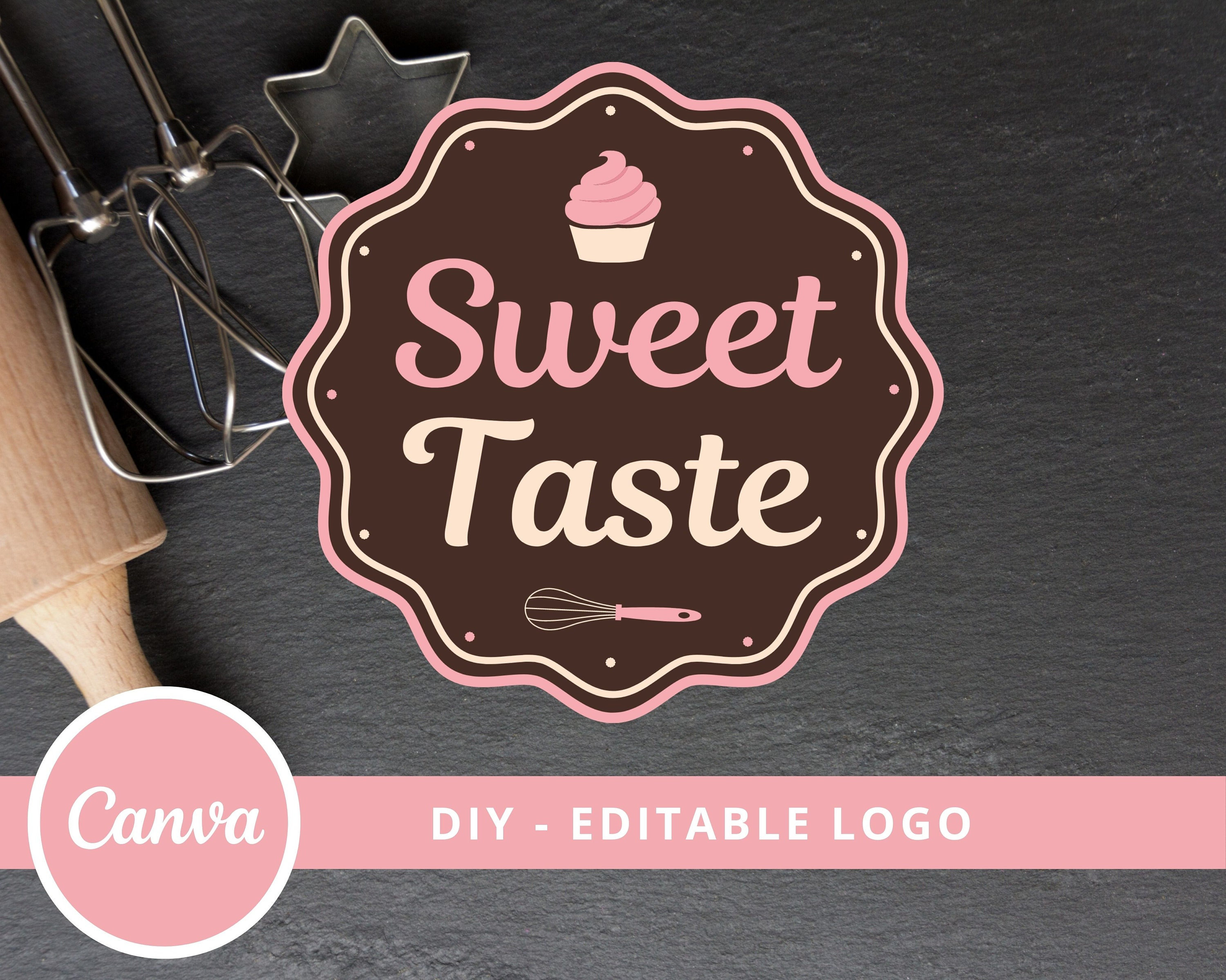 Bakery Canva Logo Template, DIY Editable Cupcake Design - Etsy