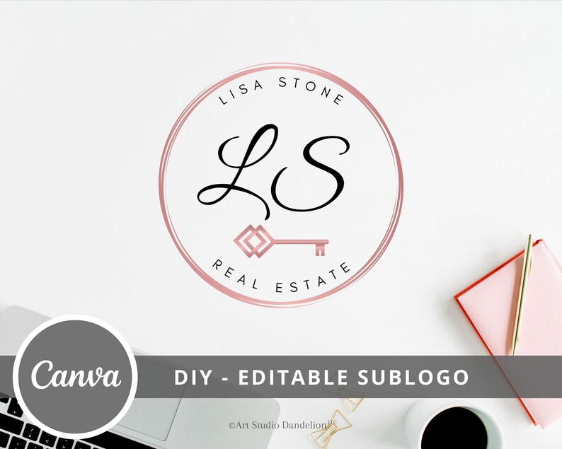 Realtor Logo Design, House & Key, Editable Canva Template - Etsy
