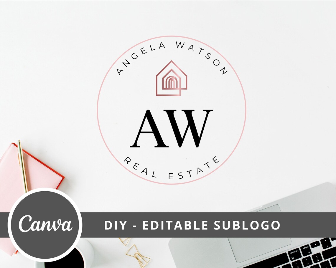 Modern House Realtor Logo Design, Editable Canva Logo Template, Real ...