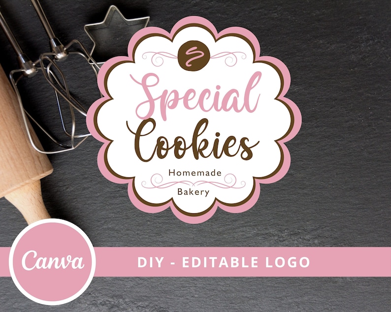 Bakery Canva Logo Template, Cookie Editable Logo, Small Business Baker ...