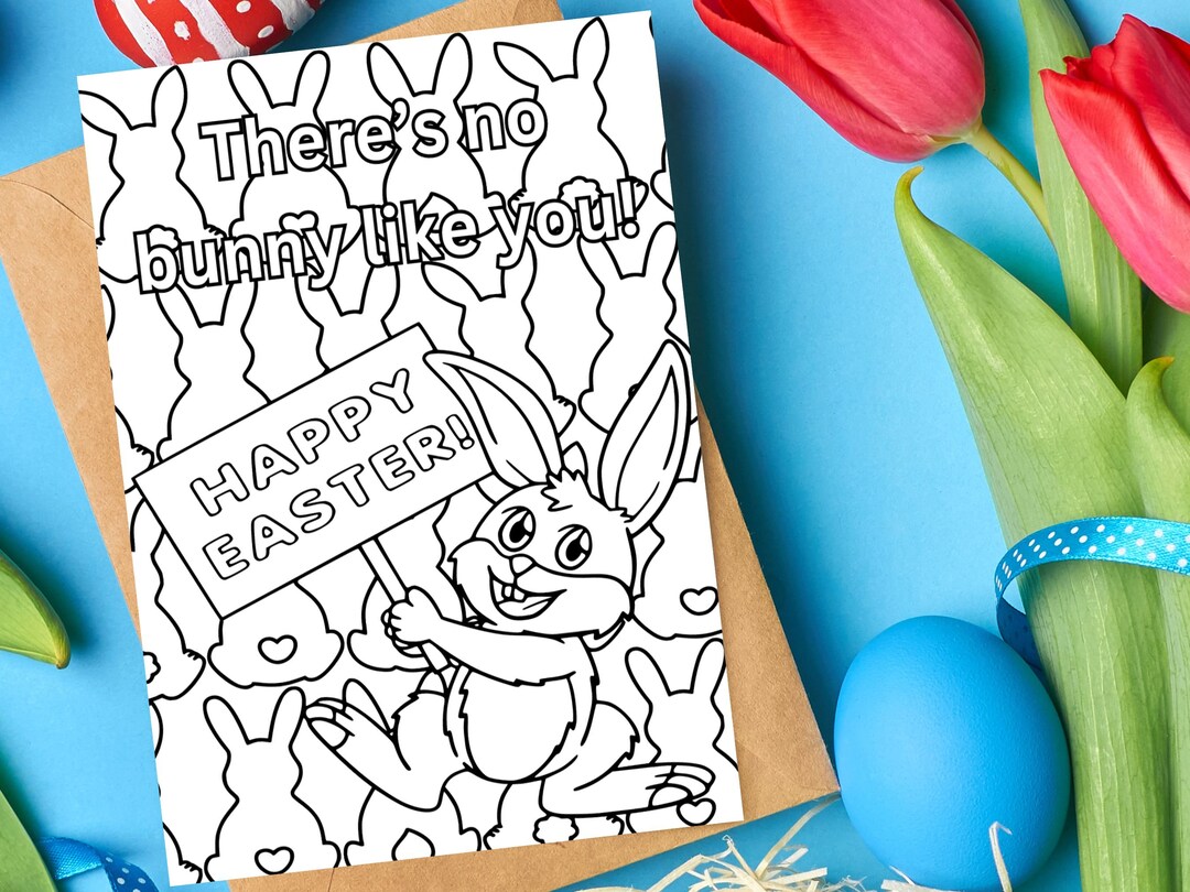 Printable Easter Bunny Coloring Card: DIY Kids Activity (PDF & PNG) - Etsy