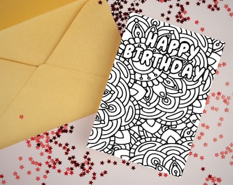 Printable Valentine's Day Card, DIY Print and Color, Printable Hearts ...