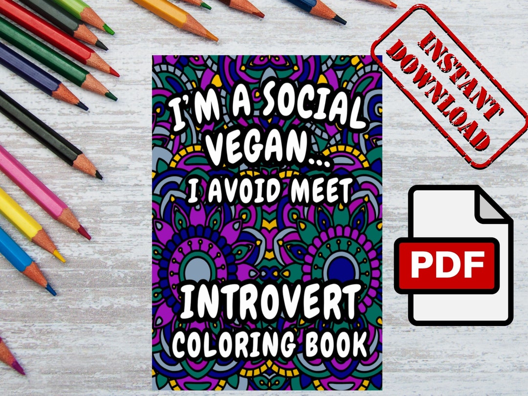 Introvert Coloring Book Adult Coloring Book Digital Coloring Book for ...