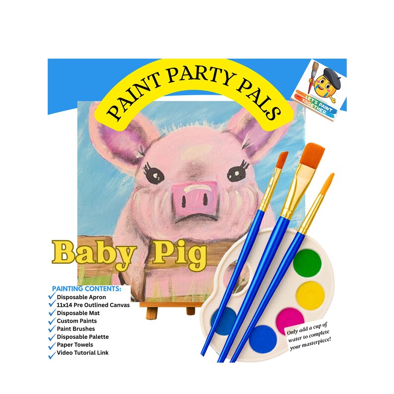 Pig Acrylic Paint Kit for Kids With Video Tutorial – Creative Birthday ...