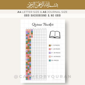 Quran Tracker - PRINTABLE Reading Log, Surah Progress Chart, Islamic ...