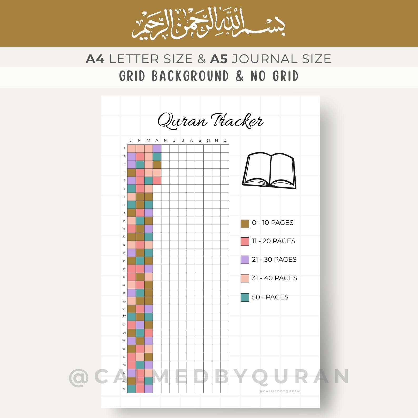 Quran Tracker - PRINTABLE Reading Log, Surah Progress Chart, Islamic ...