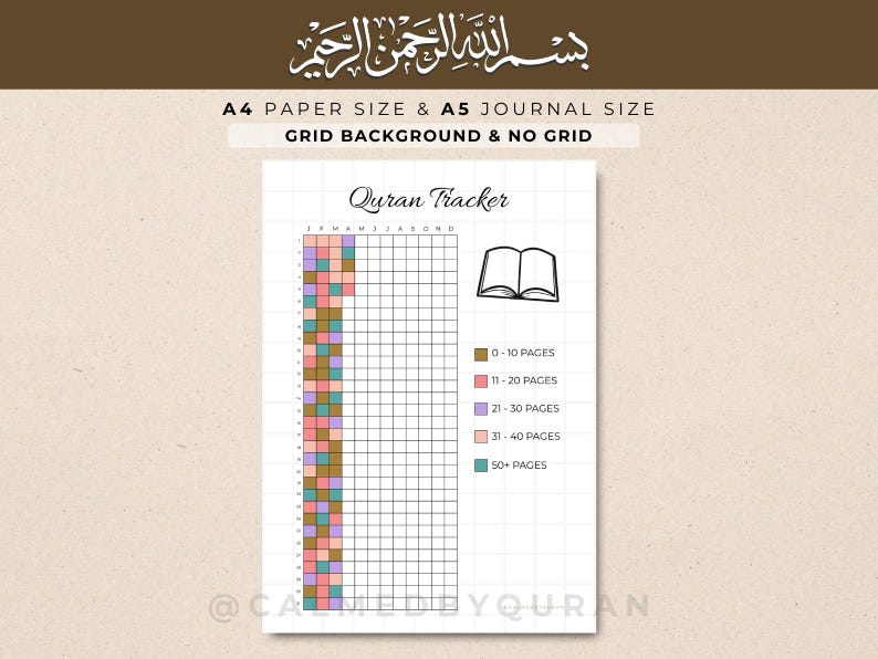 Quran Tracker - PRINTABLE Reading Log, Surah Progress Chart, Islamic ...