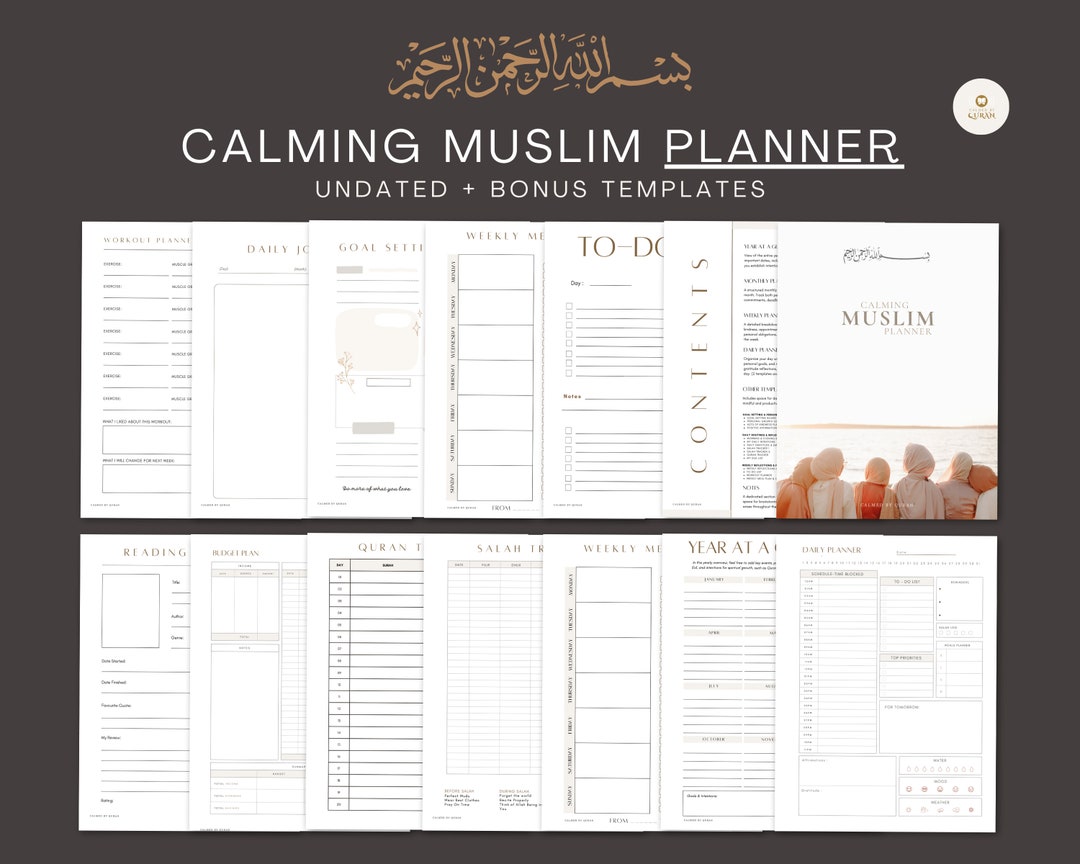 Calming Muslim Planner Digital, Daily Islamic Planner, Quran Tracker ...