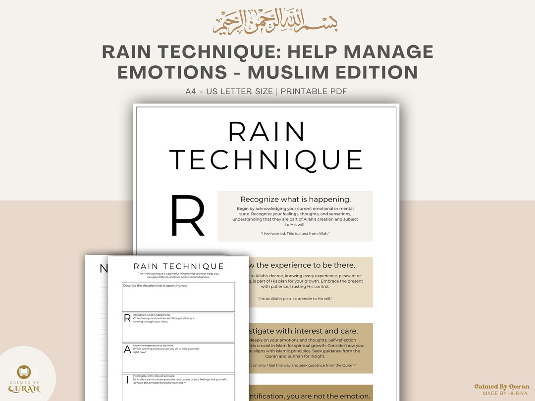 Islamic Rain Mindfulness Worksheet, Muslim Therapy Worksheet and Office ...