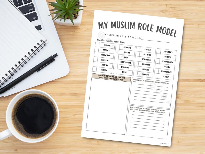 My Muslim Role Model – PRINTABLE Worksheet for Kids & Teens, Islamic ...