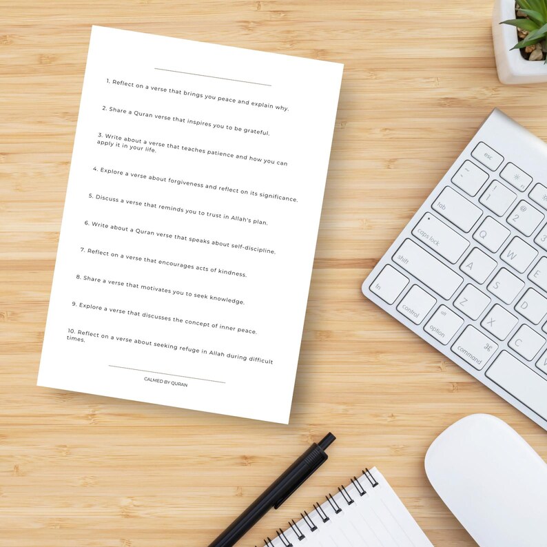 40 Quran Journal Prompts – PRINTABLE, Islamic Reflection Worksheets ...