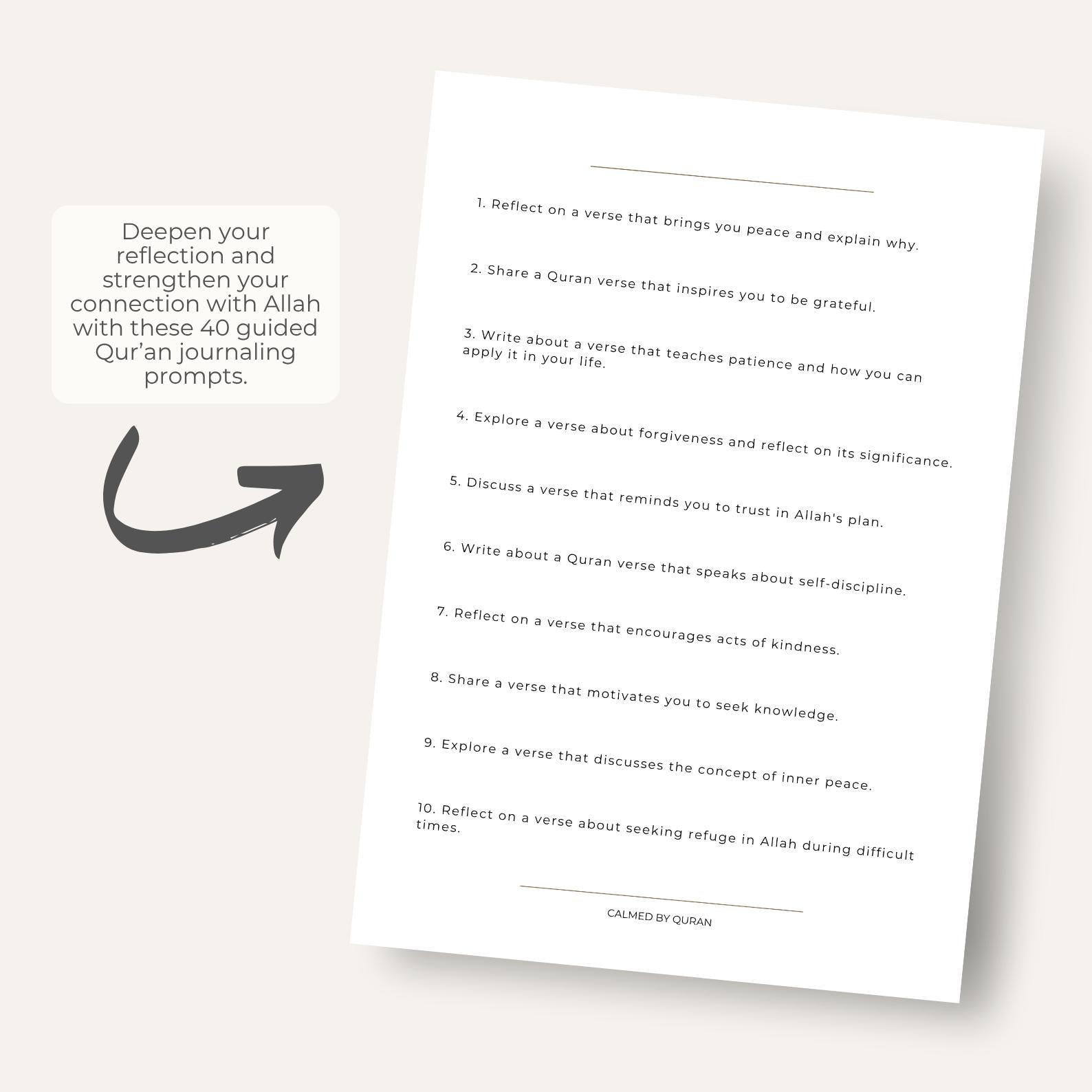 40 Quran Journal Prompts – PRINTABLE, Islamic Reflection Worksheets ...