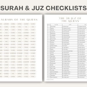 Surah Tracker and Overview, Islamic Printable Bundle, Daily Printable ...