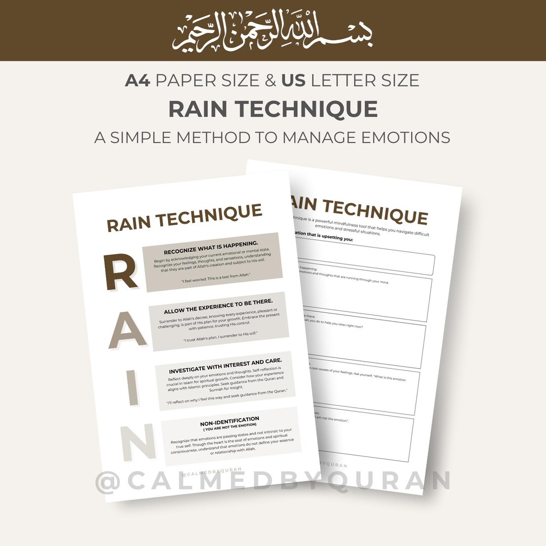 Rain Technique - PRINTABLE, Handout and Worksheet, Muslim Therapy Tool ...